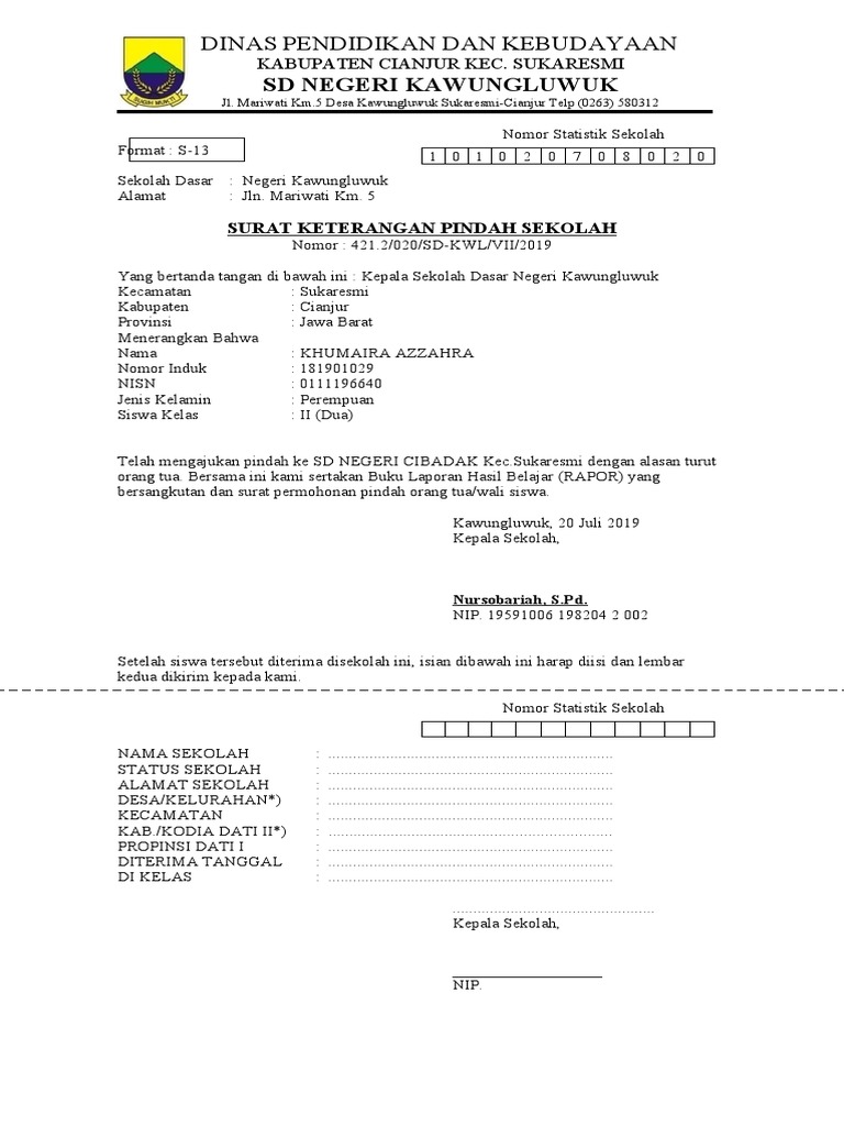 Format Mutasi 1 | PDF