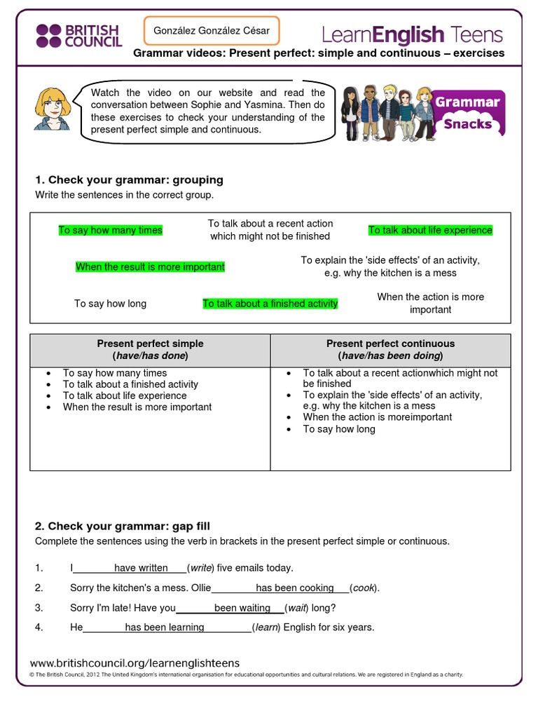 Present Perfect Simple - Present Perfect Continuous | PDF