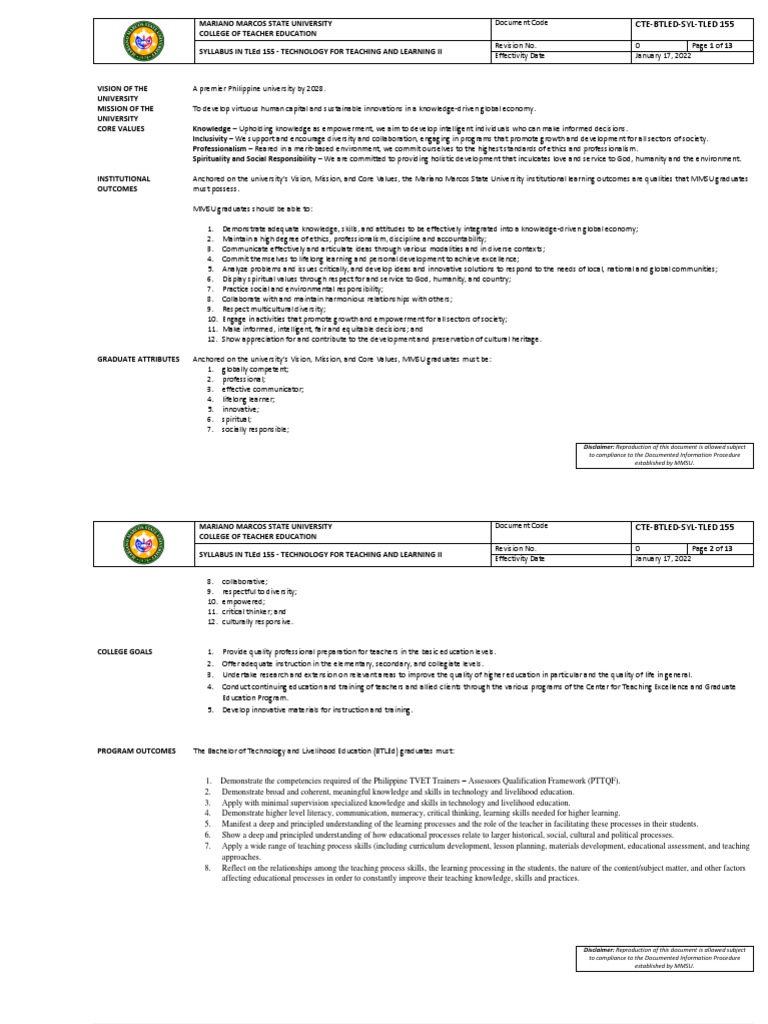 TLED 155 - Technology For Teaching and Learning II (BTLEd) | PDF ...