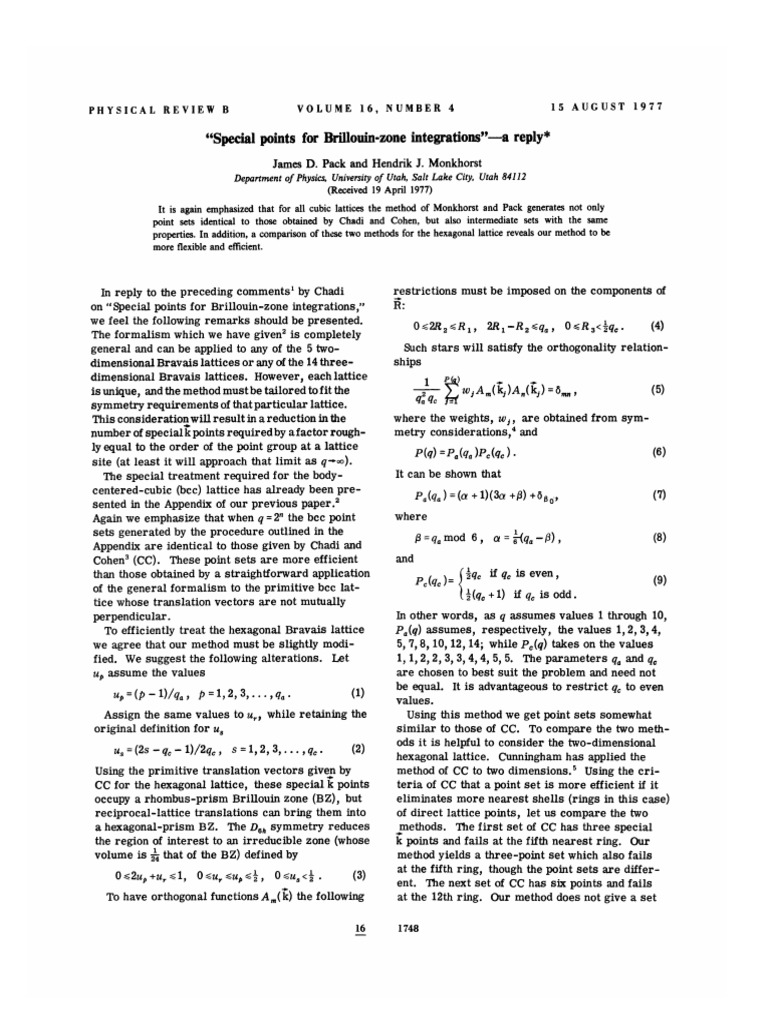 Monkhorst Pack2 | PDF | Abstract Algebra | Physics