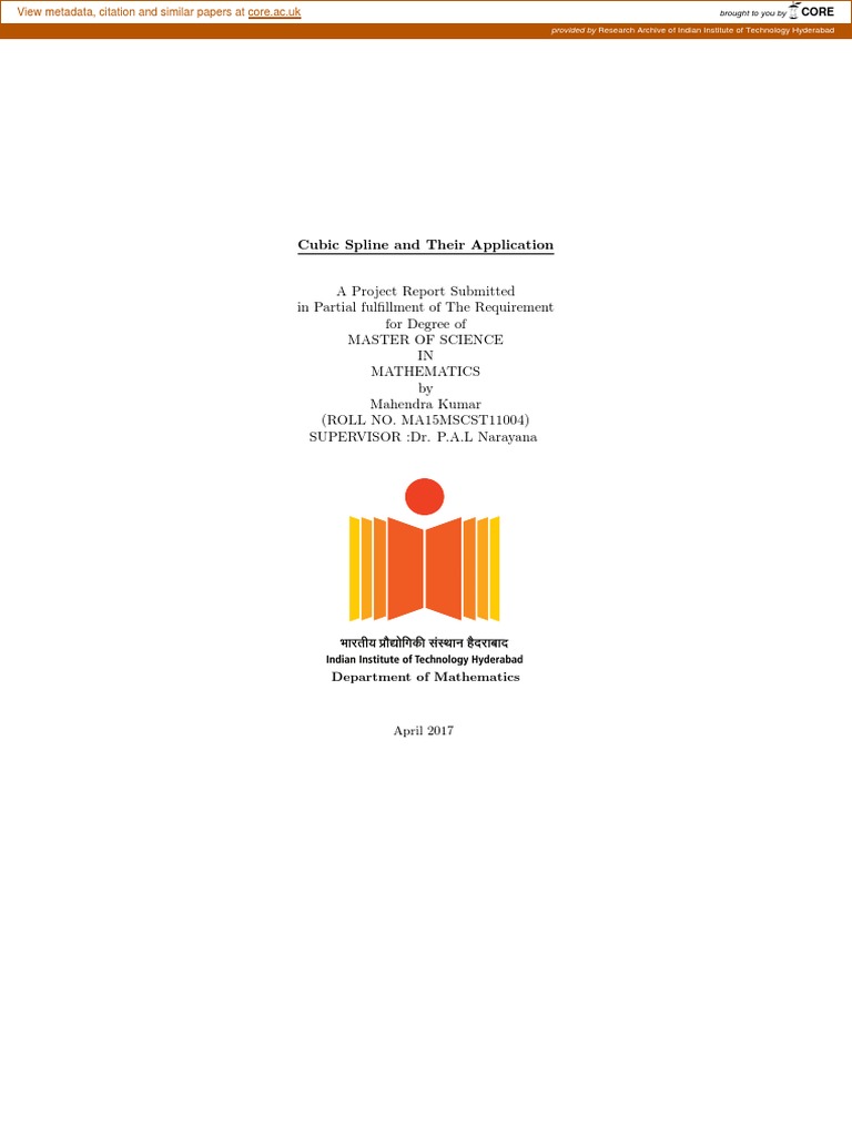 Application of Cubic Splines | PDF