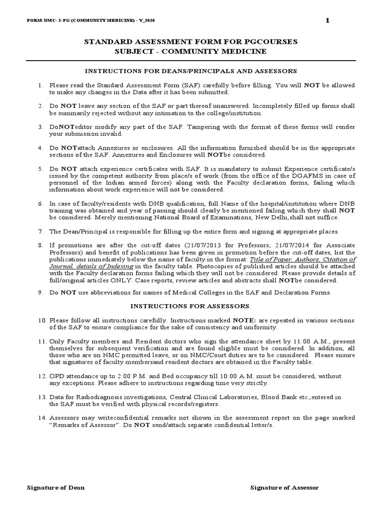 7 NMC SAF Form 2 PG Community Medicine | PDF | Emergency Department ...