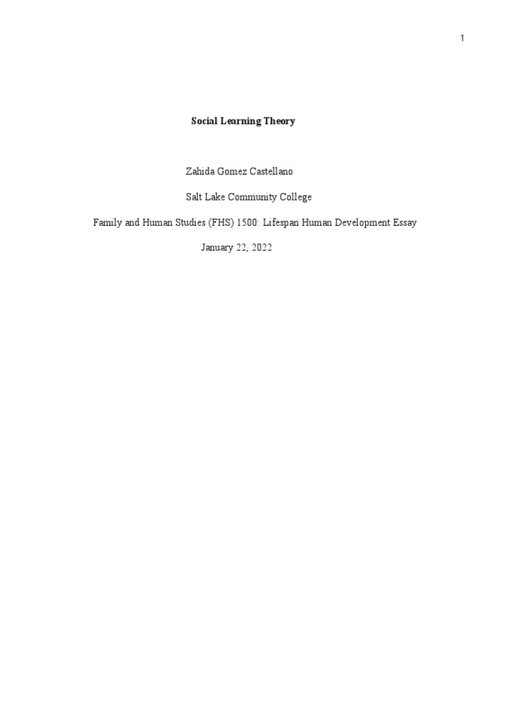 Social Learning Theory | PDF | Adolescence | Learning Theory (Education)