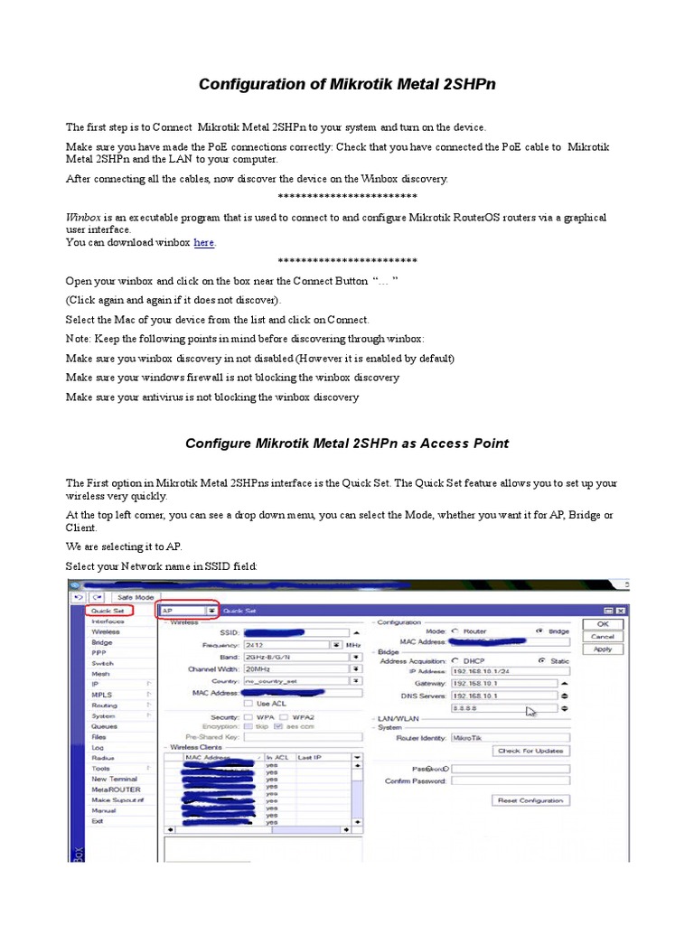 Configuration of Mikrotik Metal 2Shpn | PDF | Wireless Lan | Ip Address