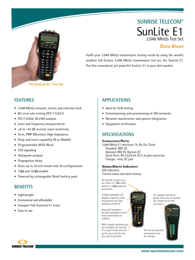 Spesifikasi Ber Test Sunlite E1 | PDF | Bit Rate | Electronics