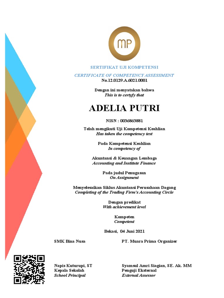 Sertifikat Uji Kompetensi 2021 | PDF