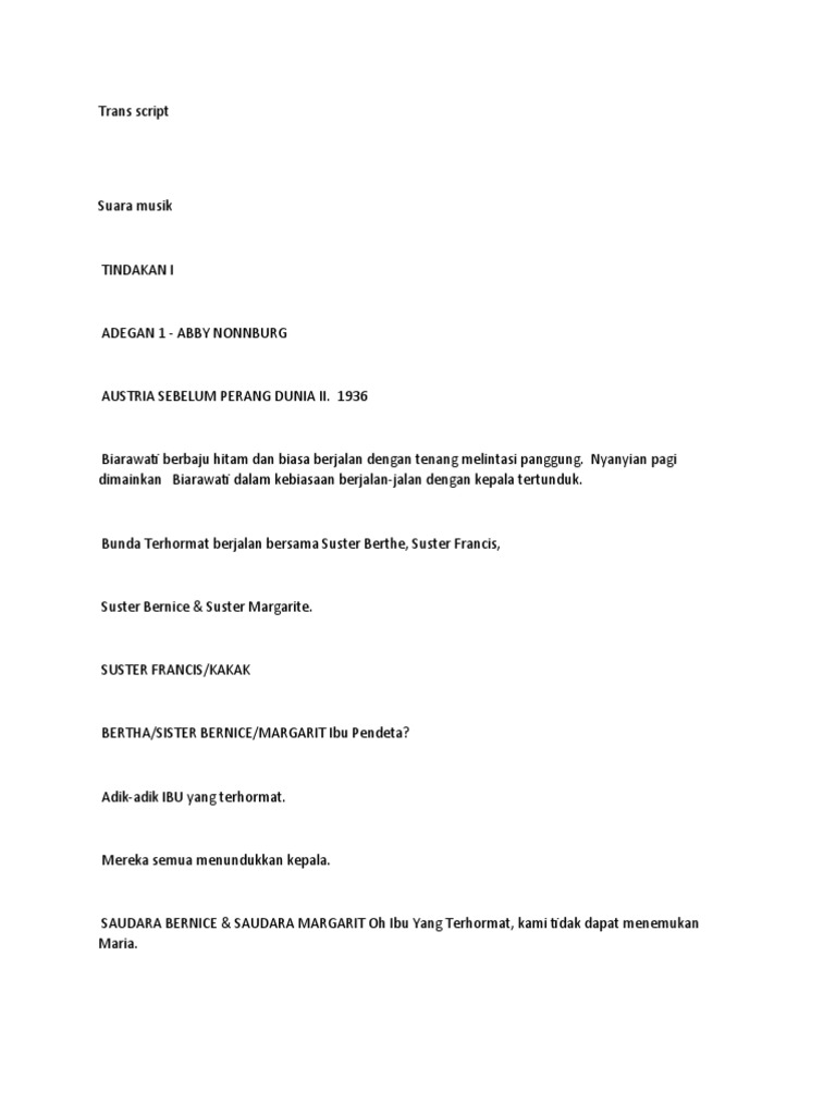 Transkrip Drama The Sound of Music | PDF