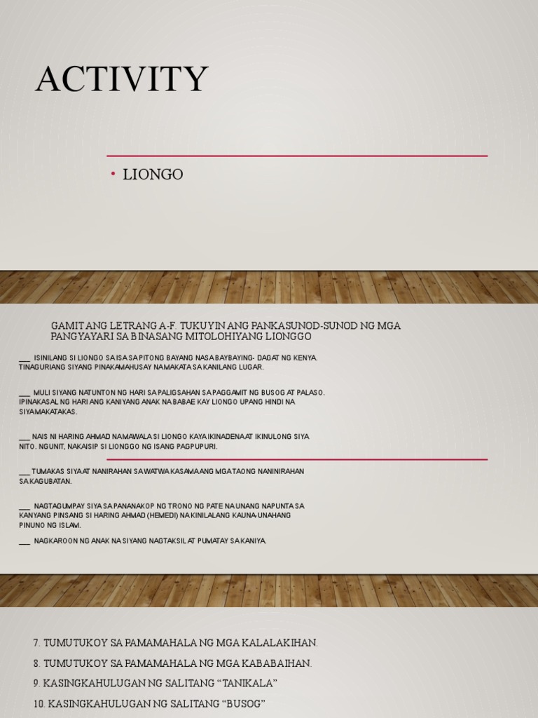 Activity 3rd Quarter (Filipino 10) | PDF