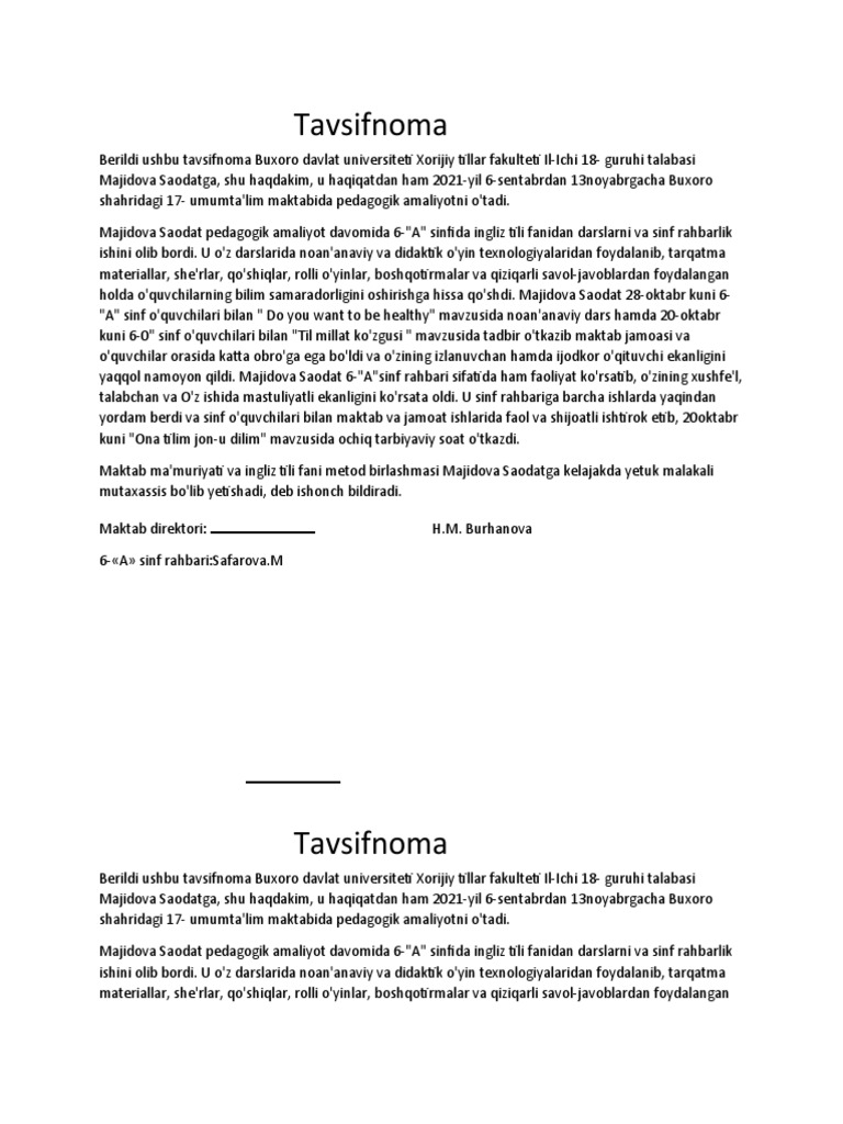 Tavsifnoma | PDF