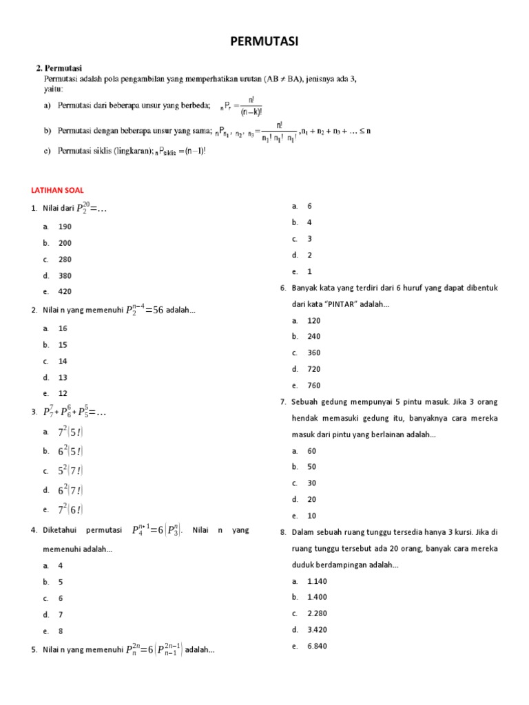 PELUANG - Permutasi | PDF
