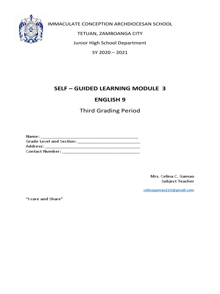 Self - Guided Learning Module 3 English 9: Third Grading Period | PDF | Advertising | Evidence