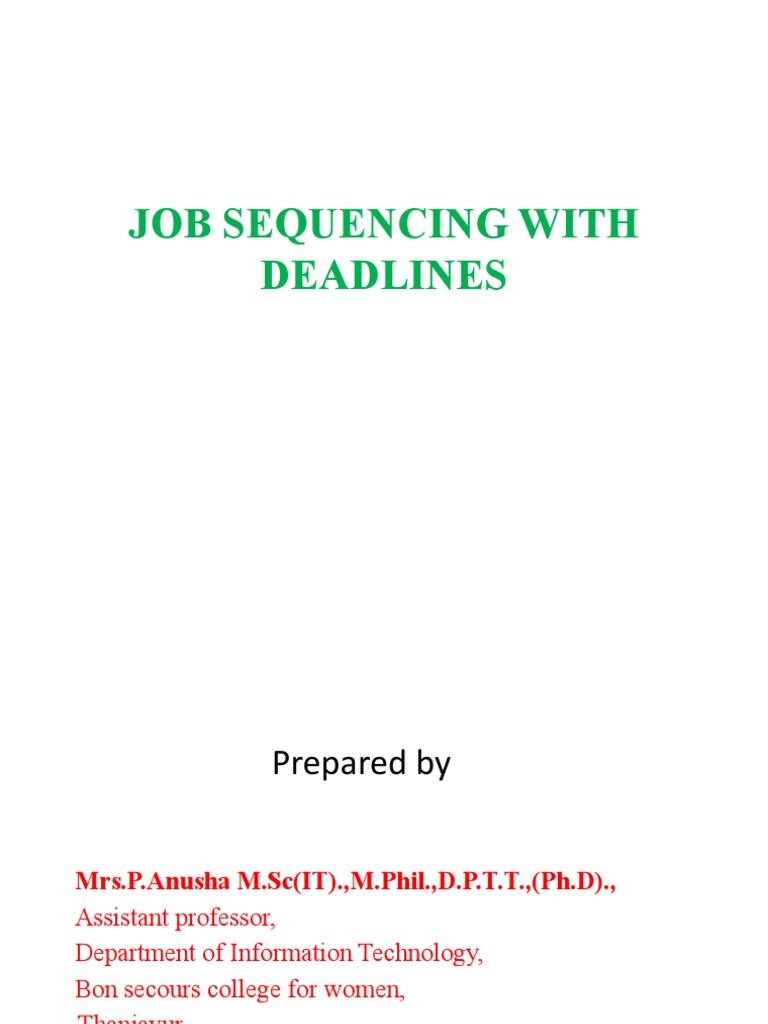 Job Sequencing With Deadlines | PDF