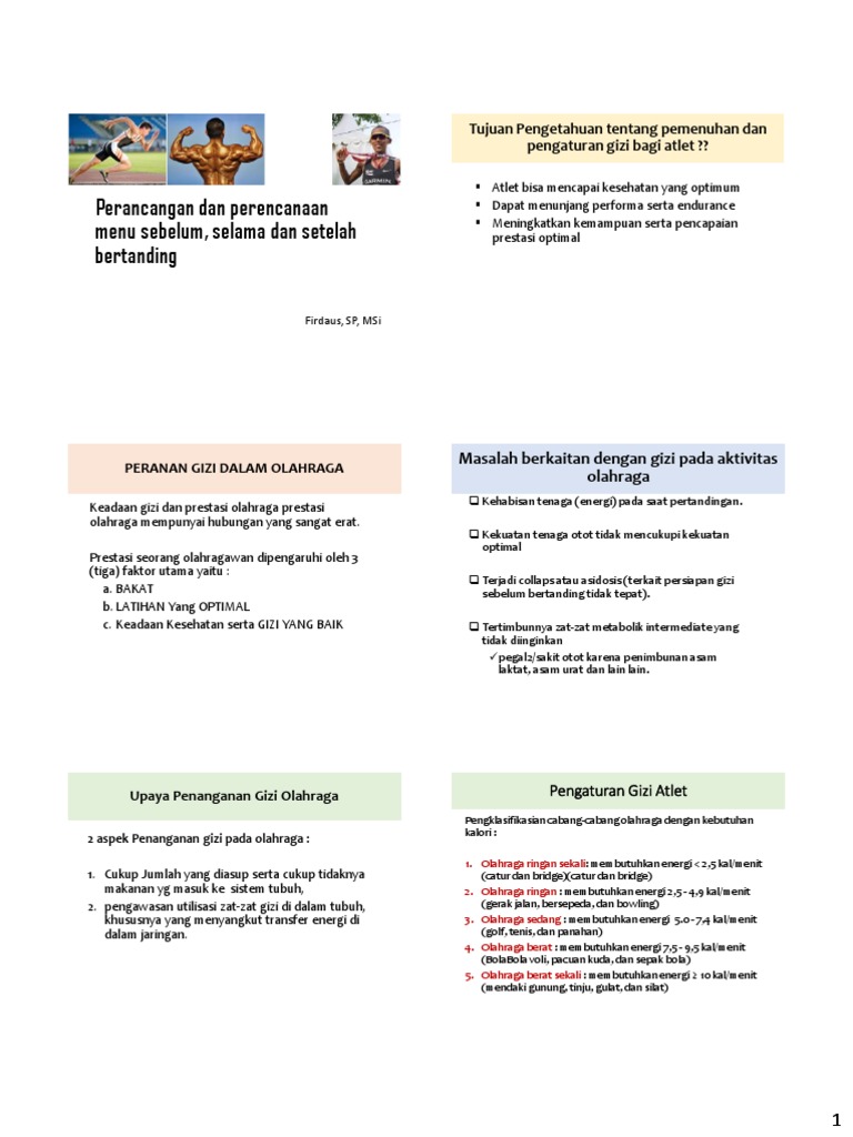Gizi Optimal untuk Atlet: Panduan Menu dan Nutrisi | PDF