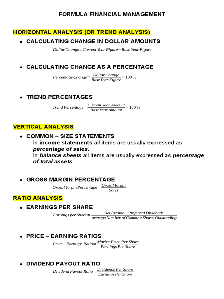 Formula Financial Management Horizontal Analysis (Or Trend Analysis ...