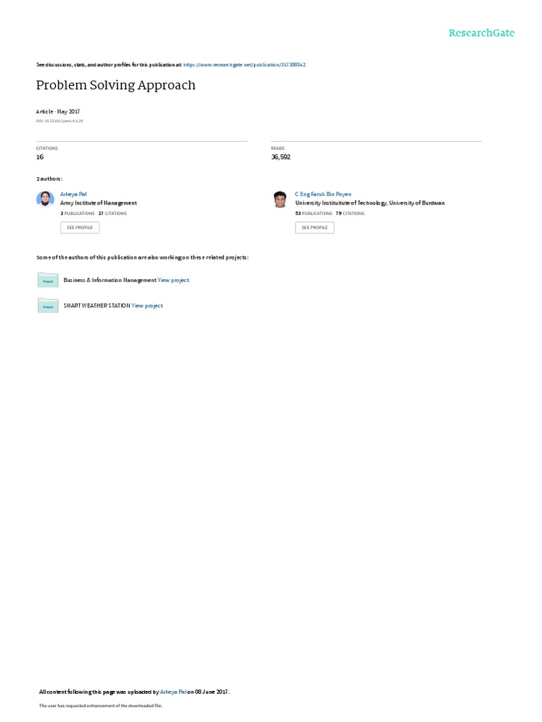 Problem Solving Approach | PDF | Analysis | Decision Making
