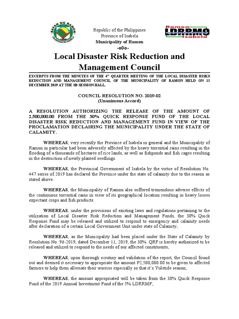 Local Disaster Risk Reduction and Management Council | PDF | State Of ...