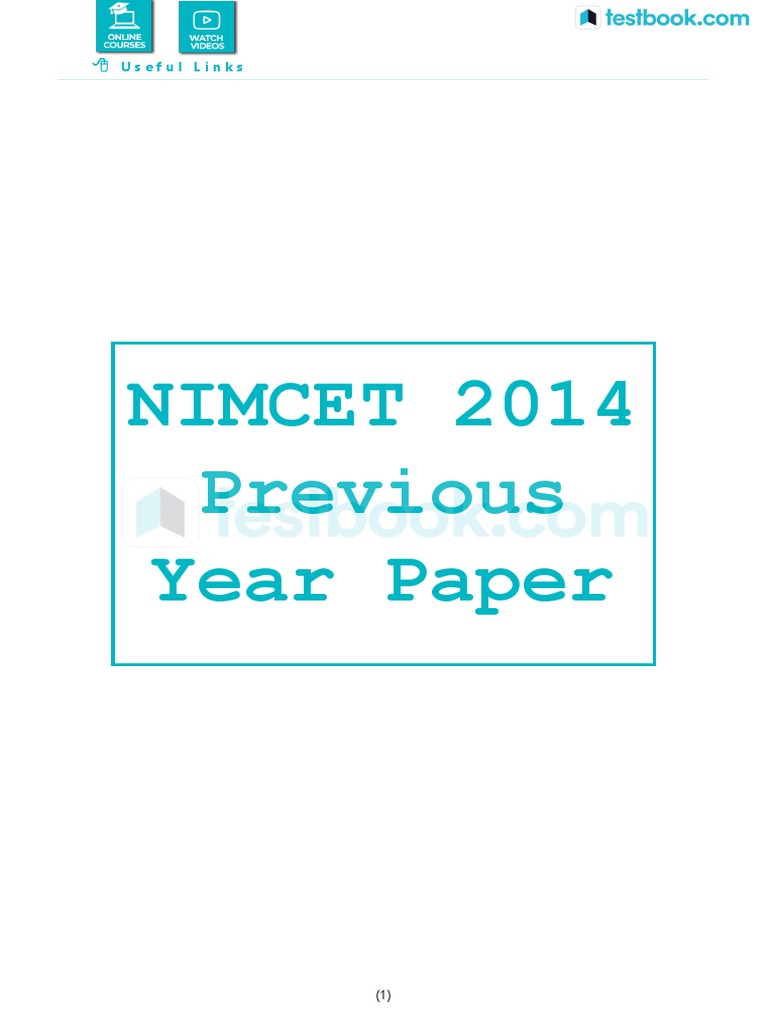 NIMCET 2014 Official Paper | Download Free PDF | Matrix (Mathematics ...