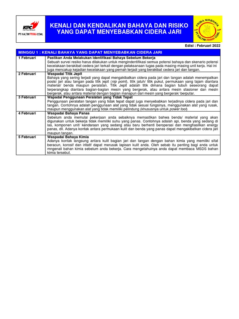 Kenali Dan Kendalikan Bahaya Dan Risiko Yang Dapat Menyebabkan Cidera ...