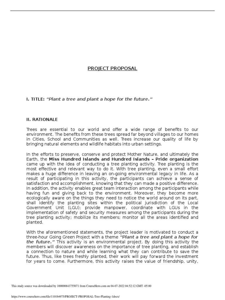 Project Proposal Tree Planting 1 | PDF | Trees | Environmentalism