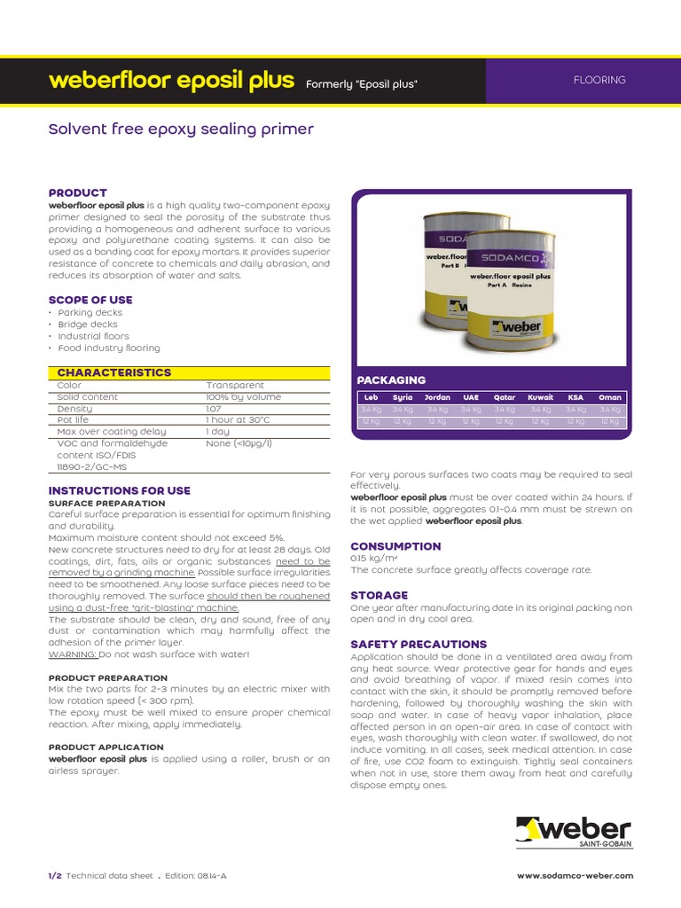 Floor Eposil Plus: Solvent Free Epoxy Sealing Primer | PDF | Epoxy ...
