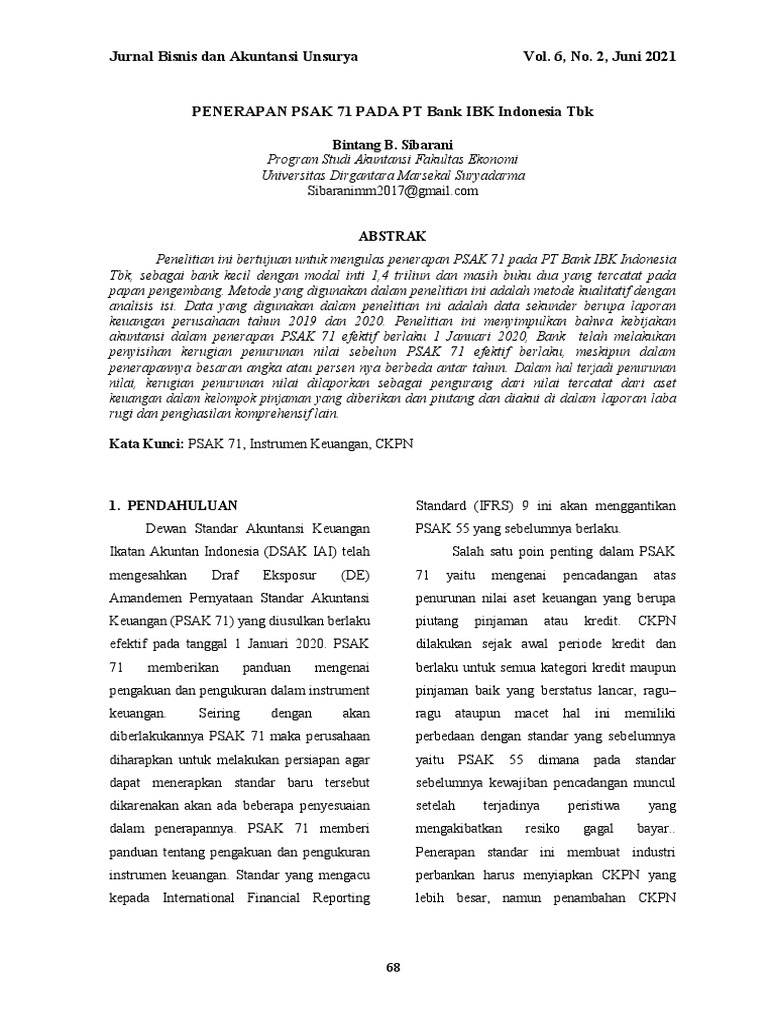 PENERAPAN PSAK 71 PADA PT Bank IBK Indonesia TBK | PDF