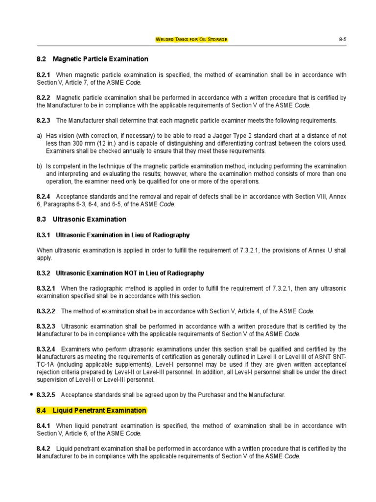 Critére D'acceptation PT API 650 ASME VIII | PDF | Welding | Construction