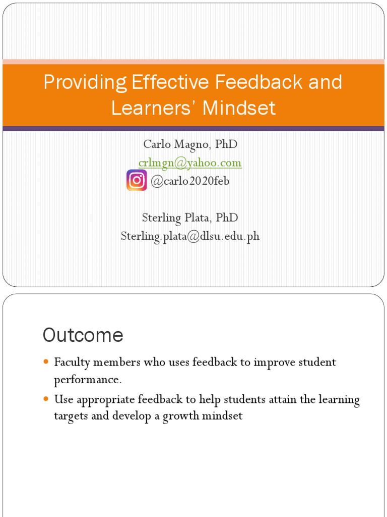 Providing Effective Feedback and Mindset-DepEd | Download Free PDF ...