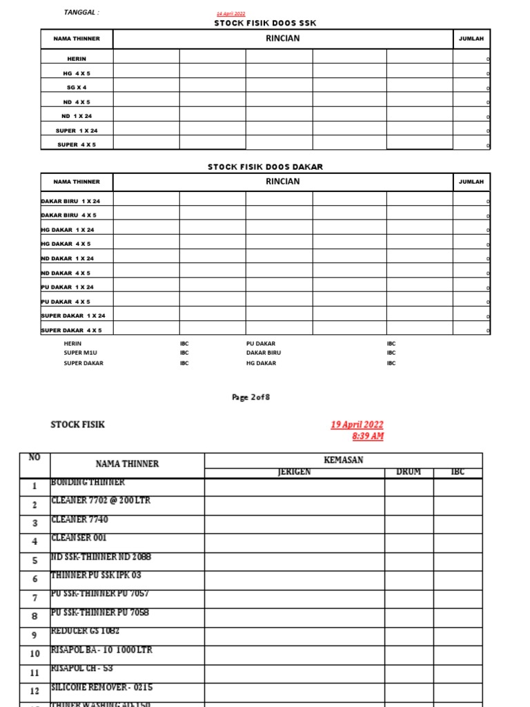 Form Stock Fisik | PDF