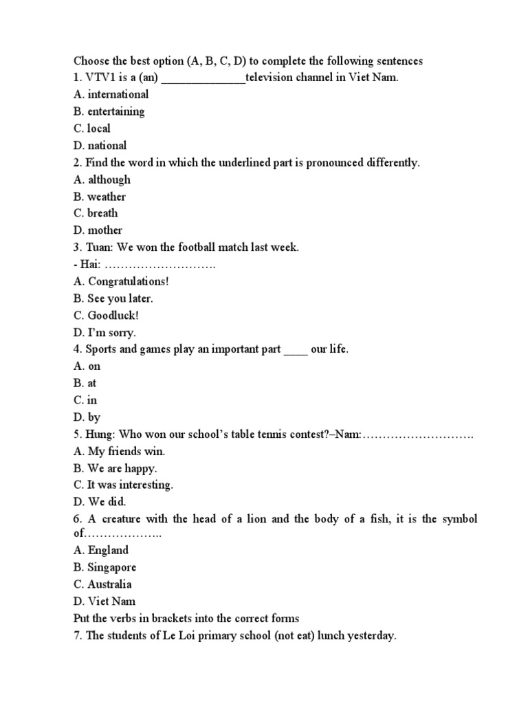 Choose The Best Option | PDF