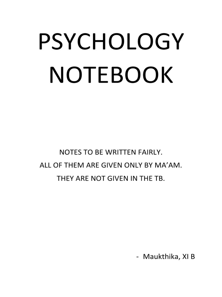 Psychology Notes | PDF | Perception | Senses