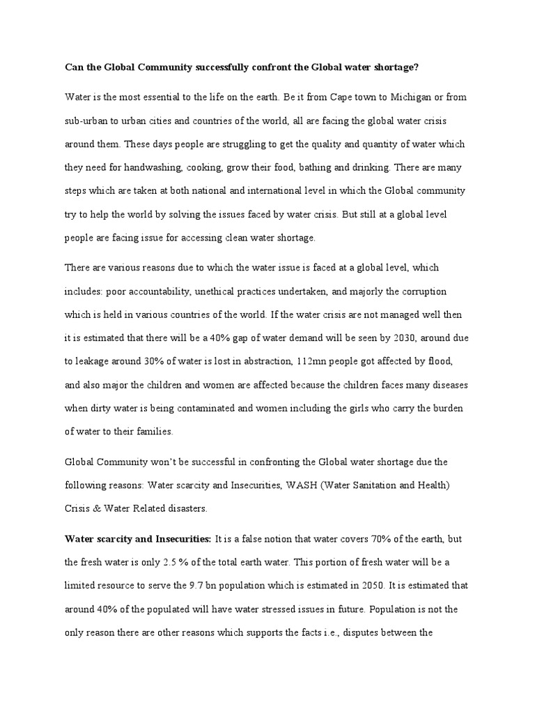 Can The Global Community Successfully Confront The Global Water ...