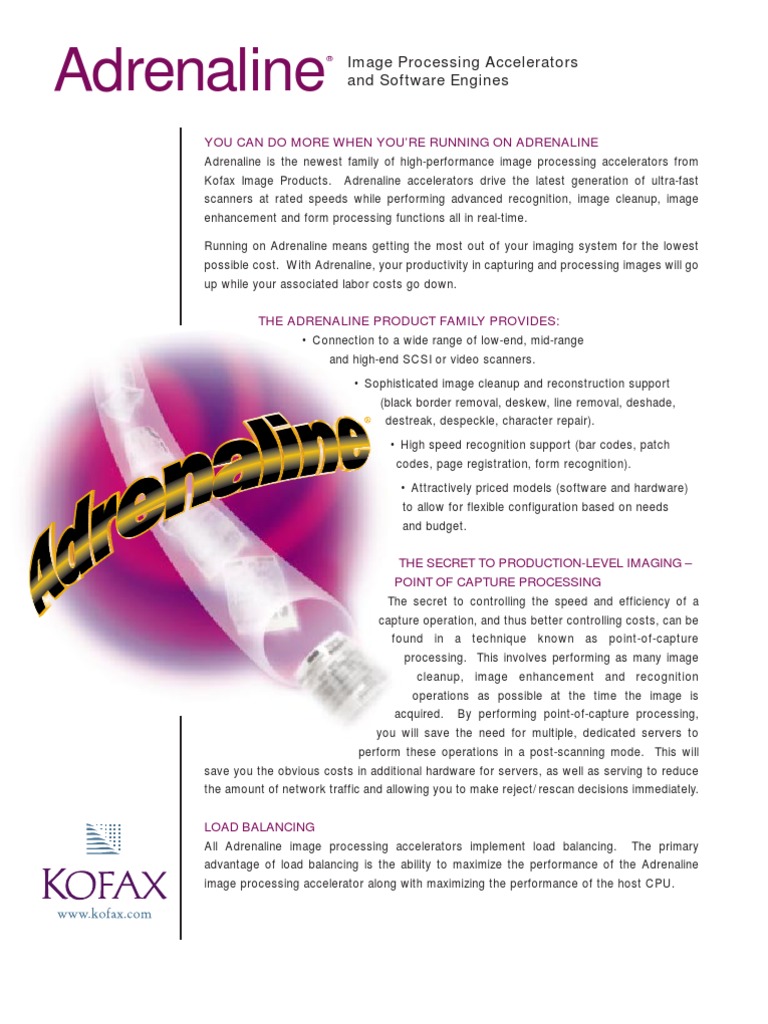 Adrenaline Datasheet | PDF | Image Scanner | Load Balancing (Computing)