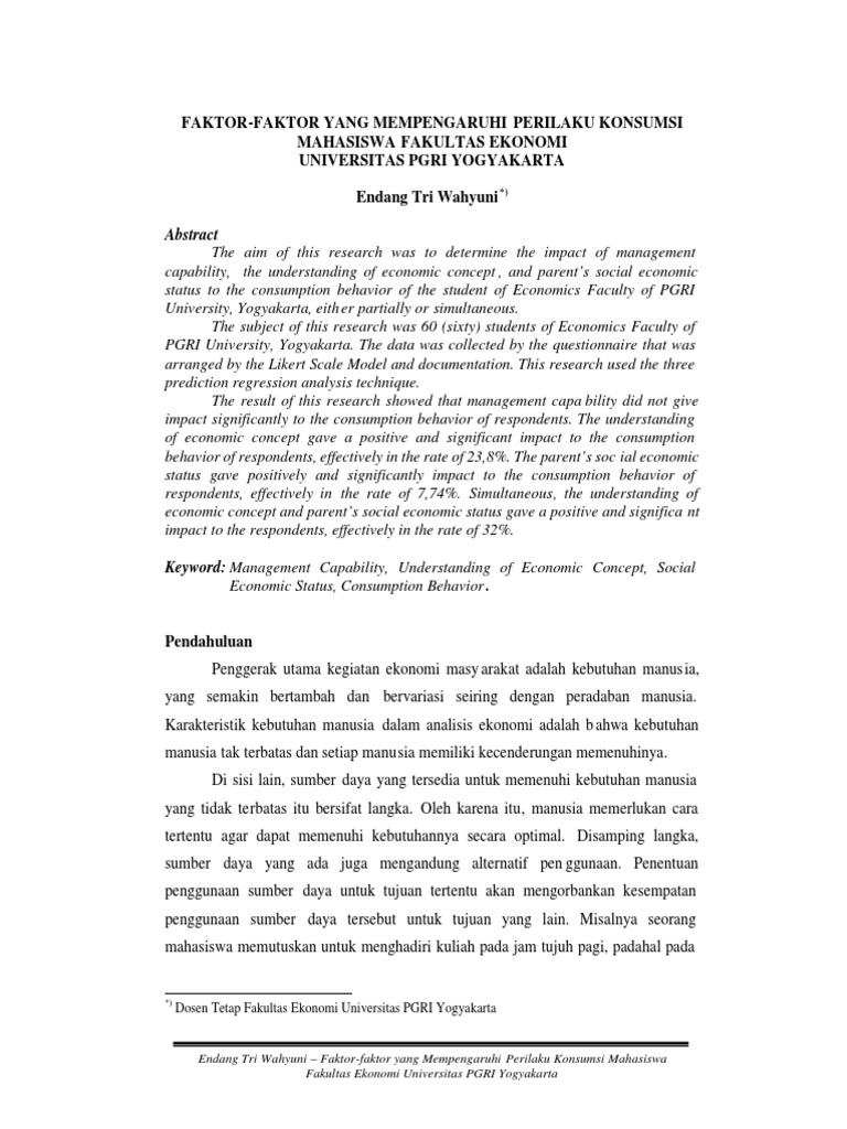Faktor-Faktor Yang Mempengaruhi Perilaku Konsumsi Mahasiswa Fakultas ...