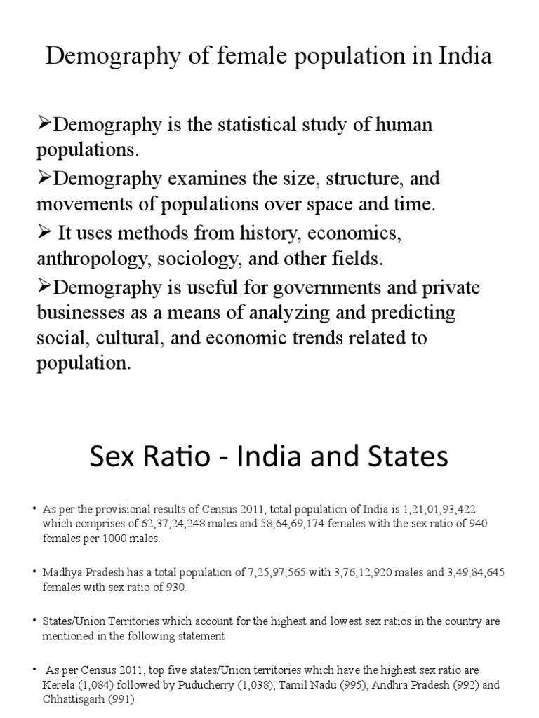 Female Population Demographics in India 2011 | PDF | Actuarial Science ...