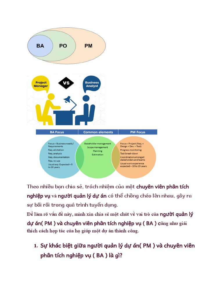 Phân biệt nghề BA với PM, PO | PDF