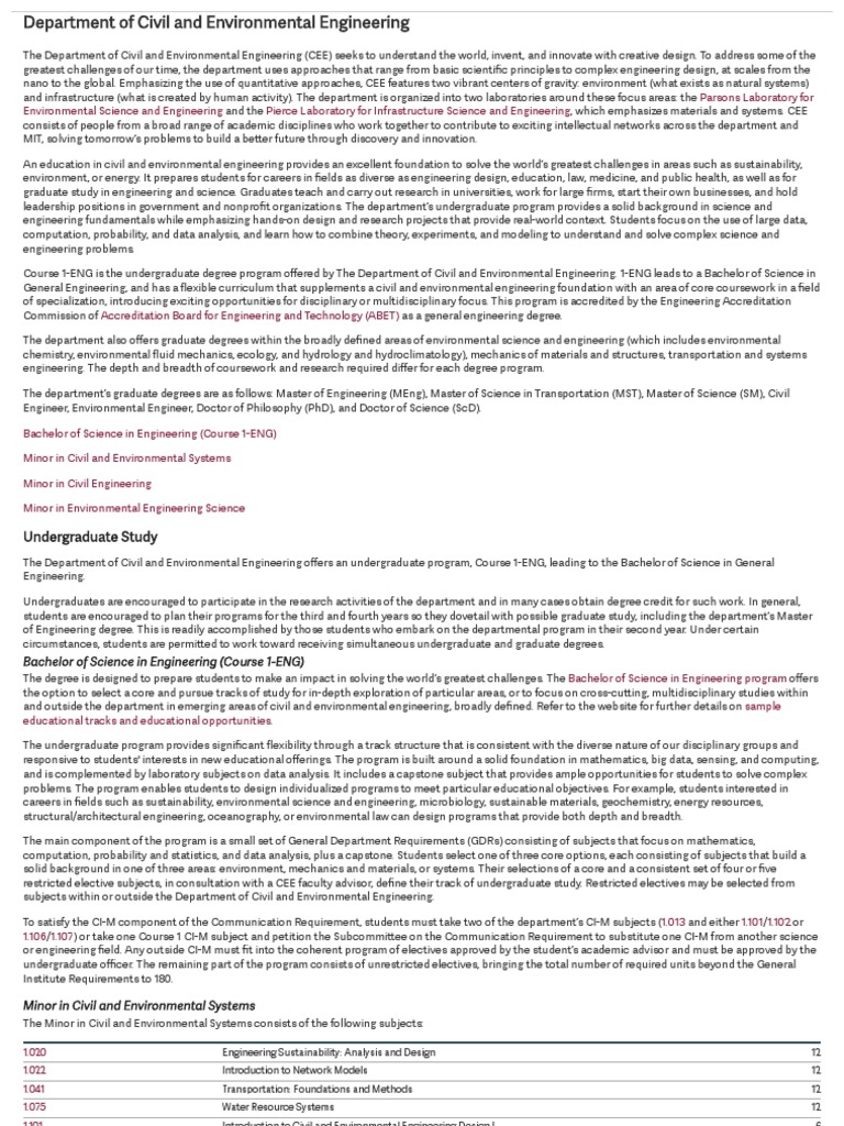 Department of Civil and Environmental Engineering - MIT | PDF | Fluid ...