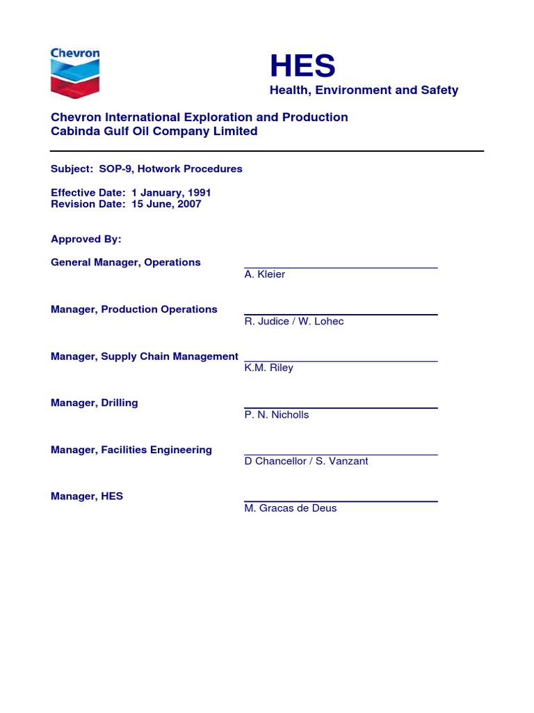 Hot Work Procedures SOP-9 Guide | PDF | Manufactured Goods | Chemistry