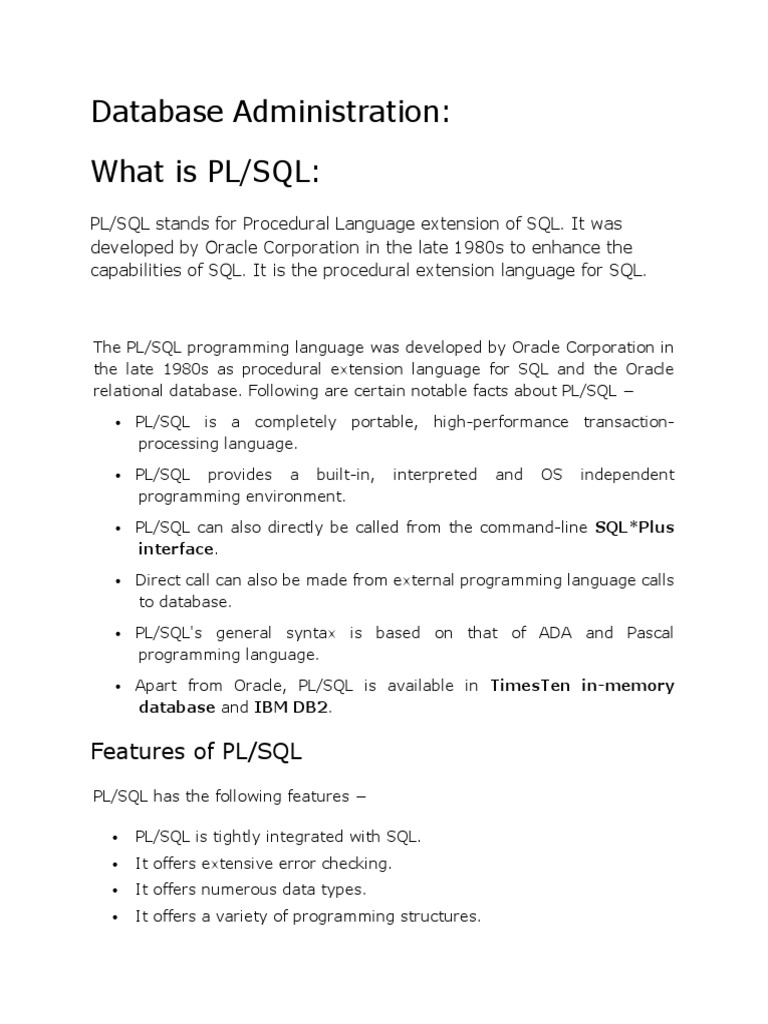 Database Administration Pdf