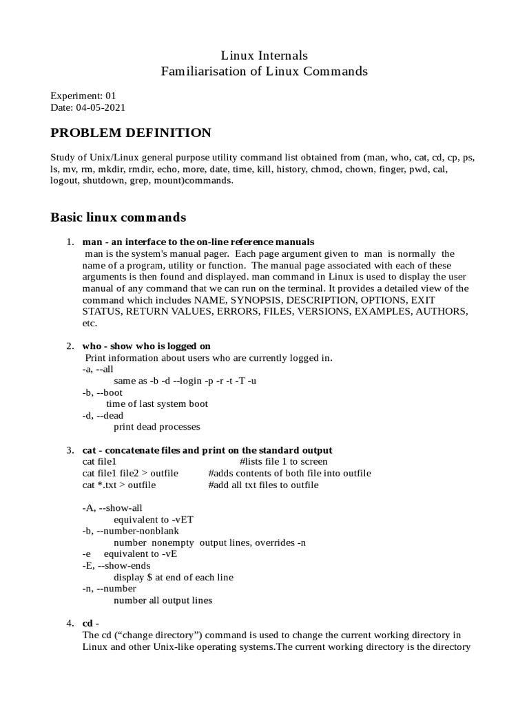 2 - Familiarisation of Linux Commands | PDF | Computer File | Directory (Computing)