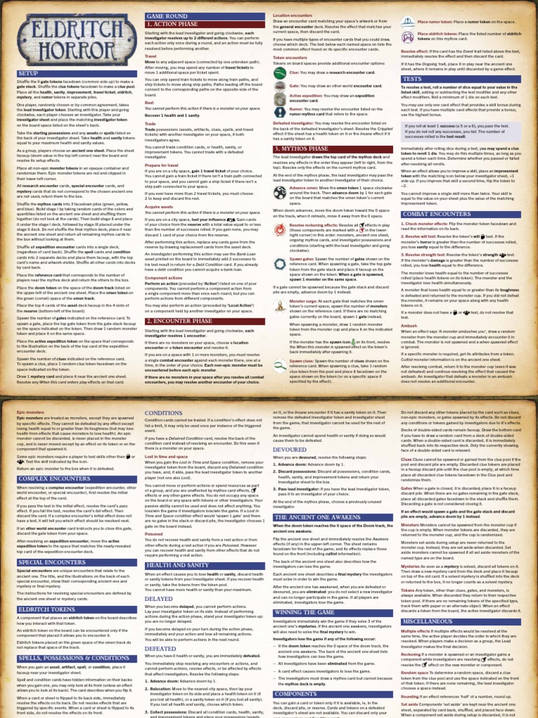 Eldritch Horror v5.5 | PDF | Toys | Tabletop Games