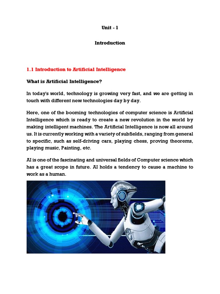 Ai - Unit 1,2,3,4 Notes | PDF | Artificial Intelligence | Intelligence ...