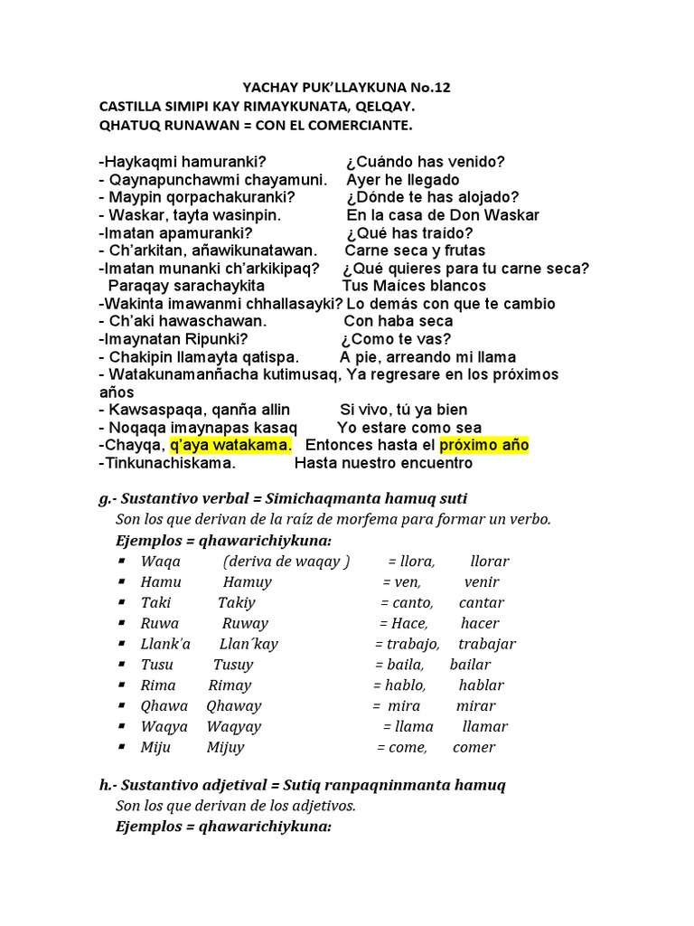 Sesión 25-S-Idioma Quechua | PDF | Gramática | Morfología Lingüística