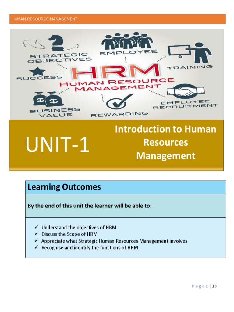 UNIT-1: Introduction To Human Resources Management | PDF | Human ...