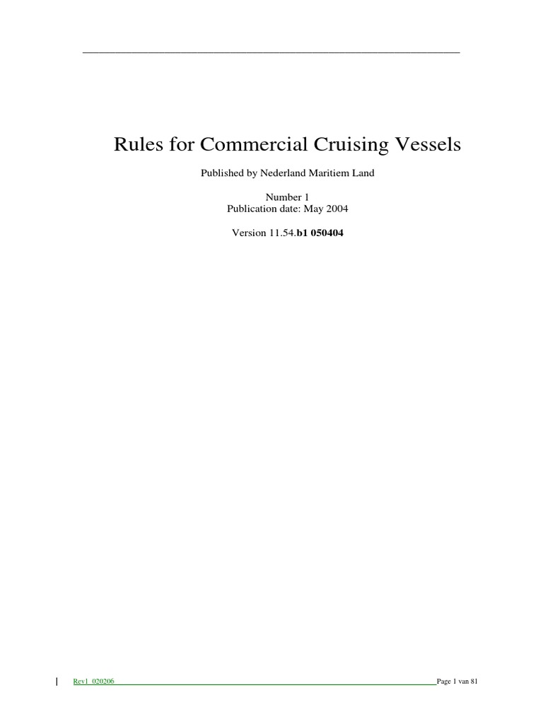 Rules For Commercial Cruising Vessels | PDF