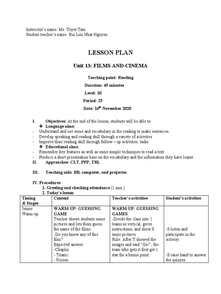 Film and Cinema Reading Lesson | PDF | Vocabulary | Speed Reading