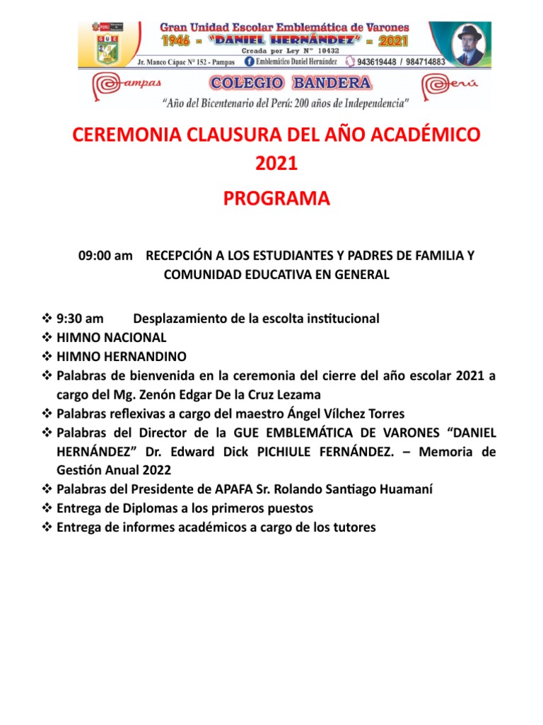 Programa Viernes Por El Buen Reinicio Del AÑo Escolar 2021
