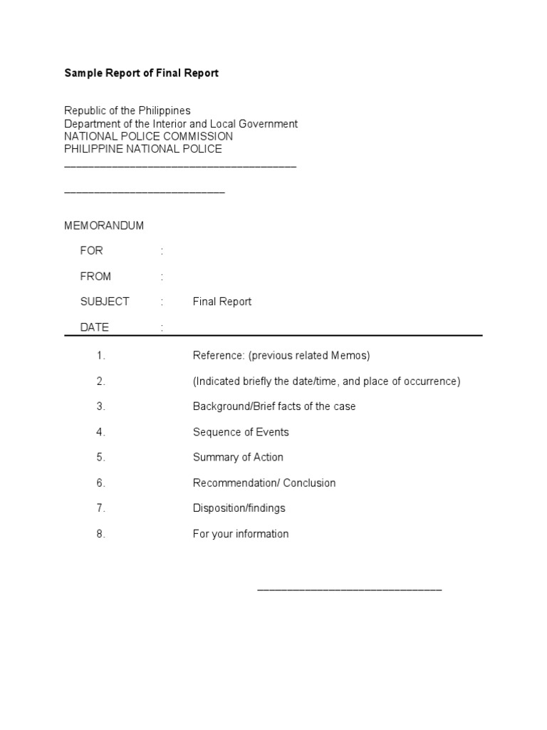 Final Investigation Report Sample PNP | PDF