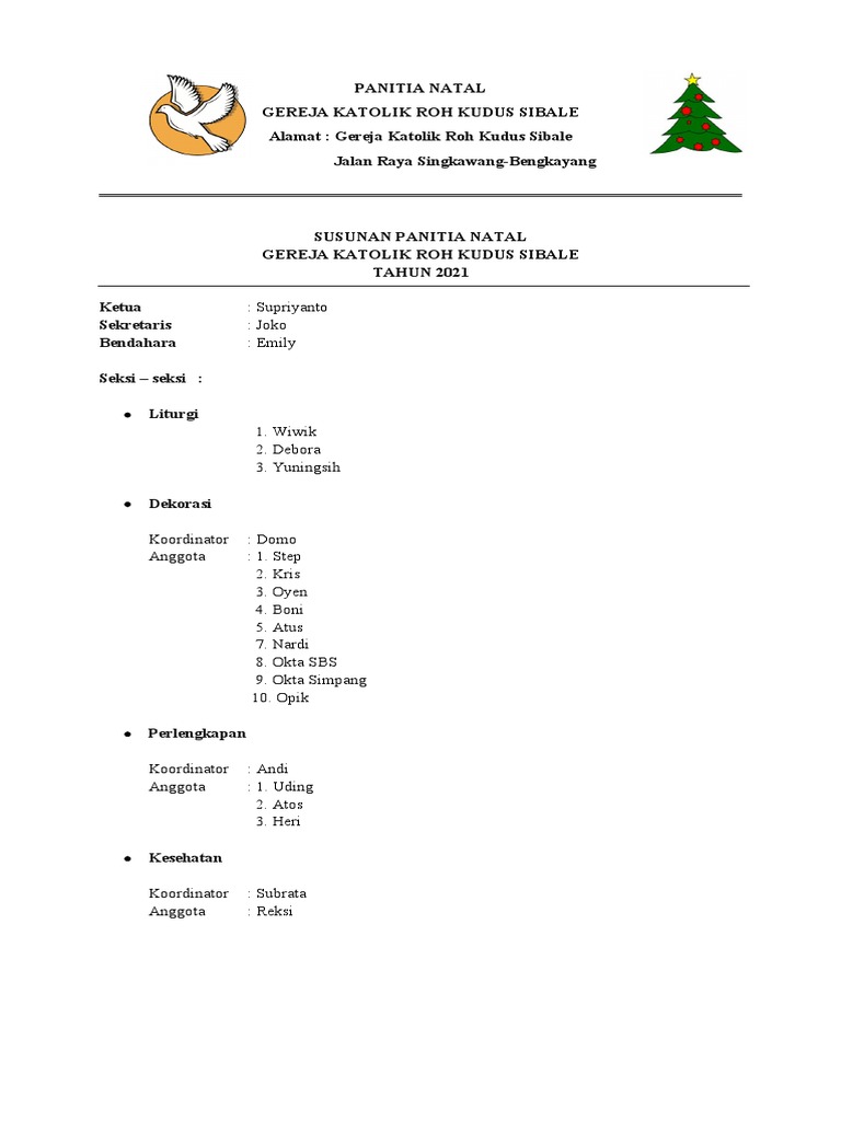 Susunan Panitia Natal | PDF