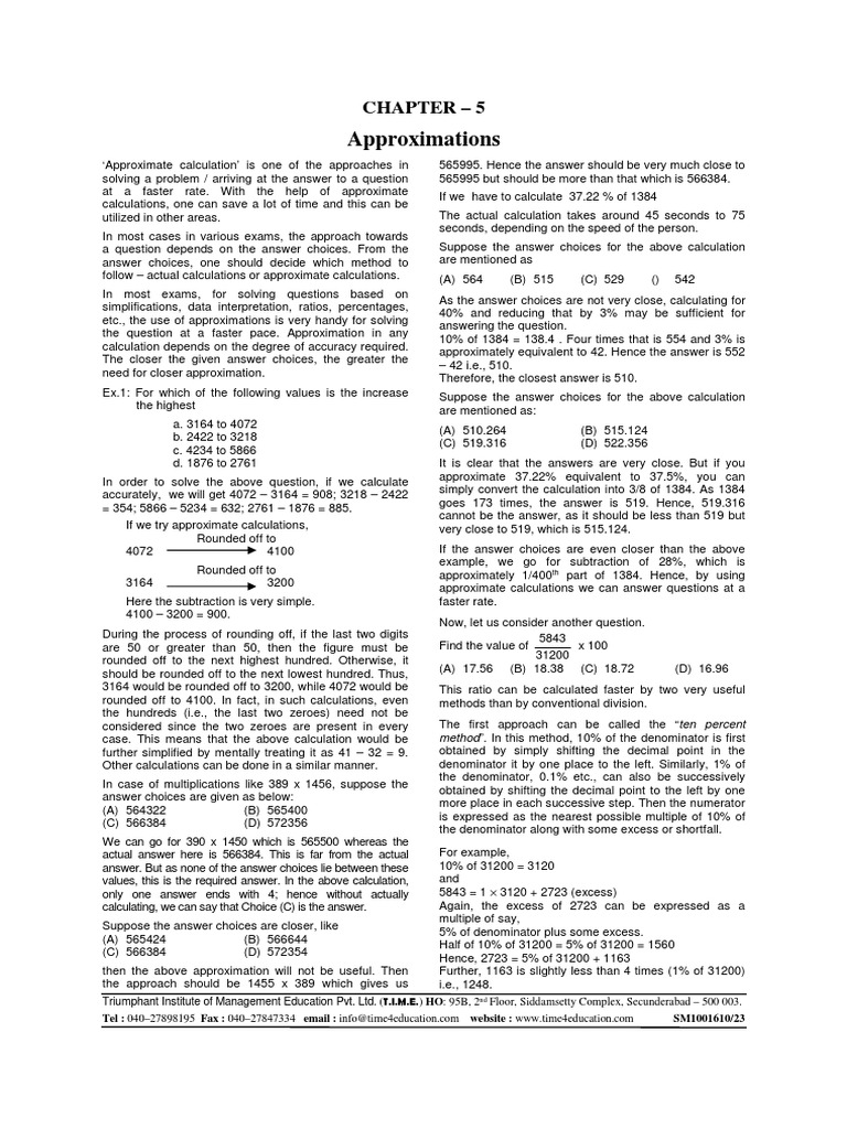 Approximations: Chapter - 5 | PDF | Arithmetic | Applied Mathematics