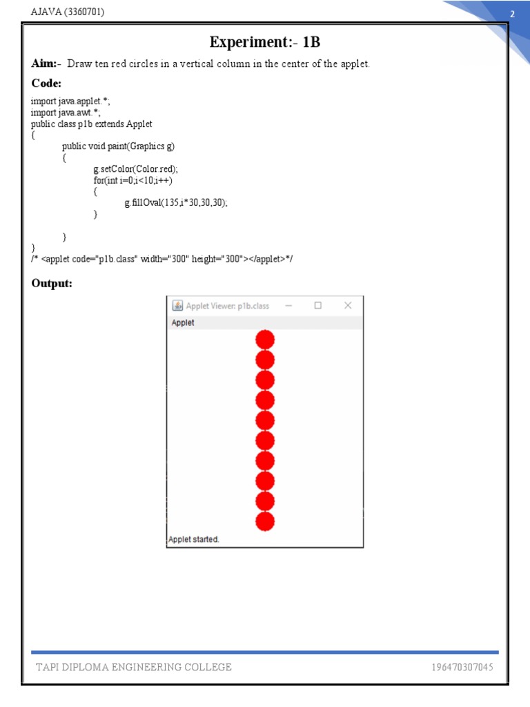 Experiment:-1B: Aim: - Code | PDF | Object Oriented Programming ...